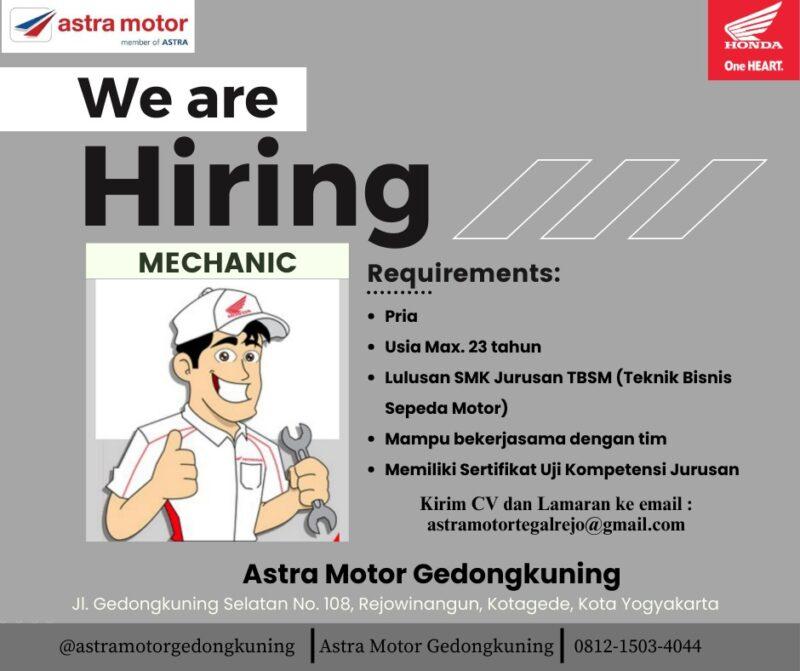 Lowongan Kerja Mekanik di Astra Motor Gedongkuning - LokerJogja.ID