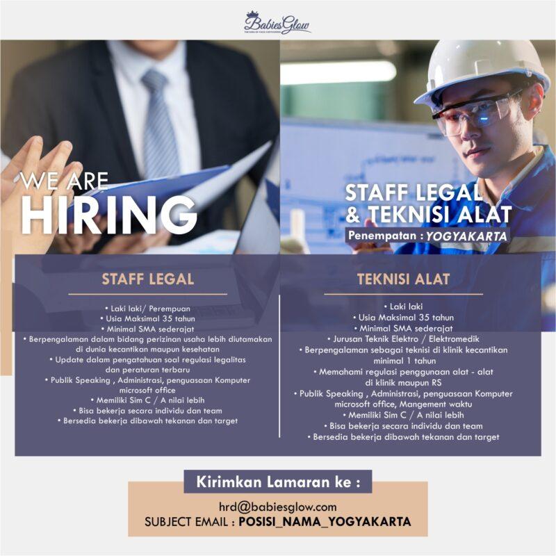 Lowongan Kerja Staff Legal - Teknisi Alat di Babies Glow - LokerJogja.ID