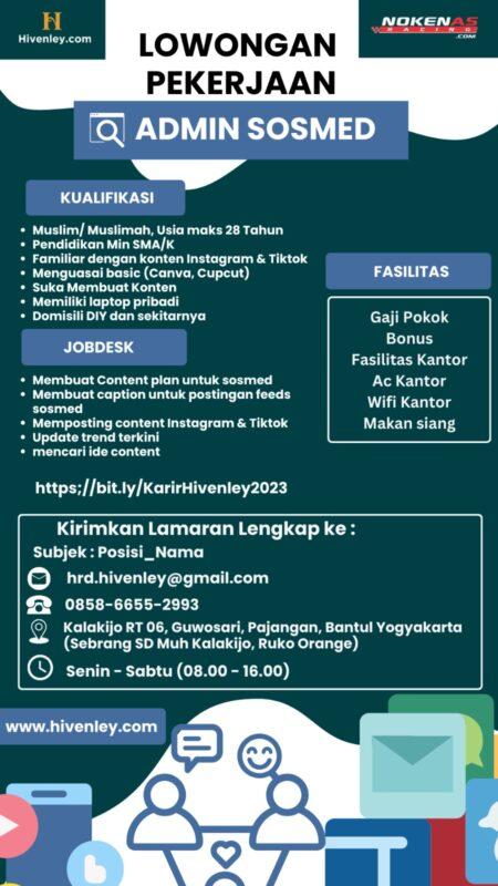 Lowongan Kerja Admin Sosmed - Advertising - Operator Sablon di CV ...