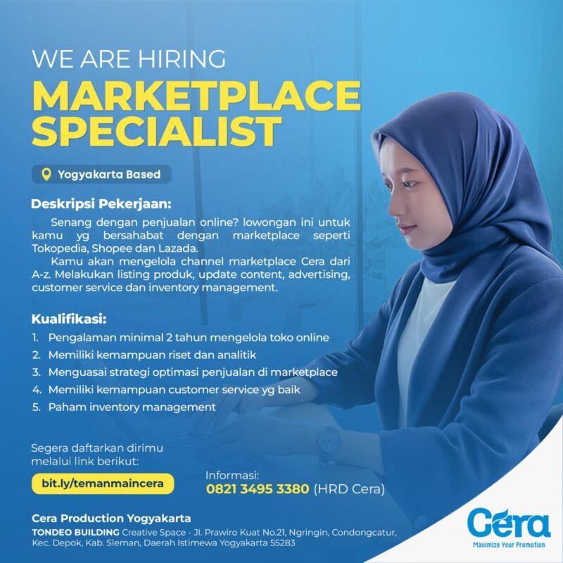 Lowongan Kerja Marketplace Specialist di Cera Production - LokerJogja.ID