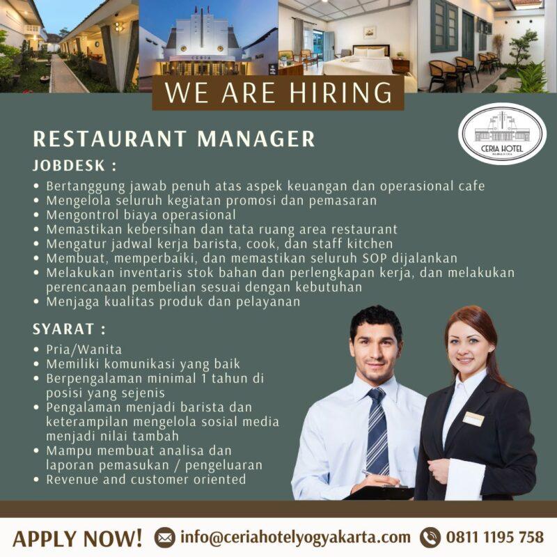 Lowongan Kerja Restaurant Manager di Ceria Hotel @Alun-Alun Yogyakarta ...