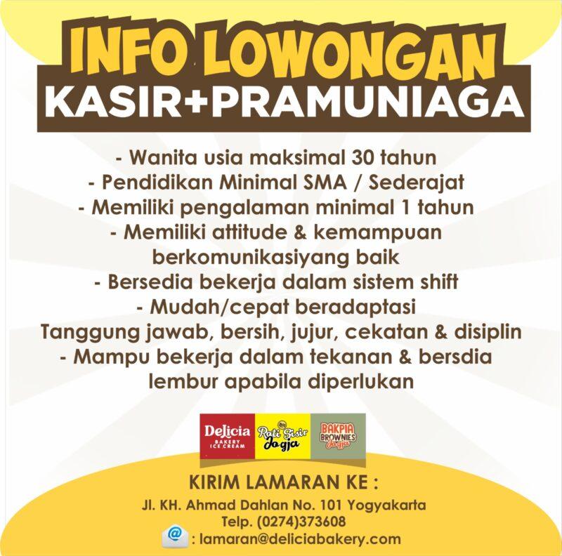 Lowongan Kerja Kasir & Pramuniaga di Delicia Bakery - LokerJogja.ID