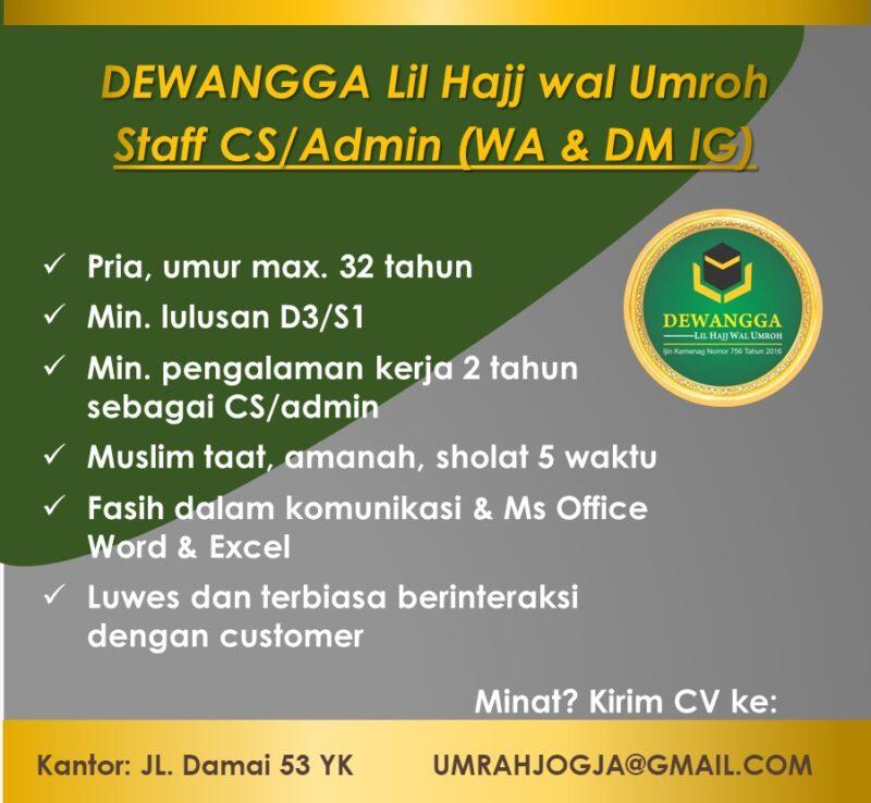 Lowongan Kerja Staff CS/Admin di Dewangga Umrah Jogja - LokerJogja.ID