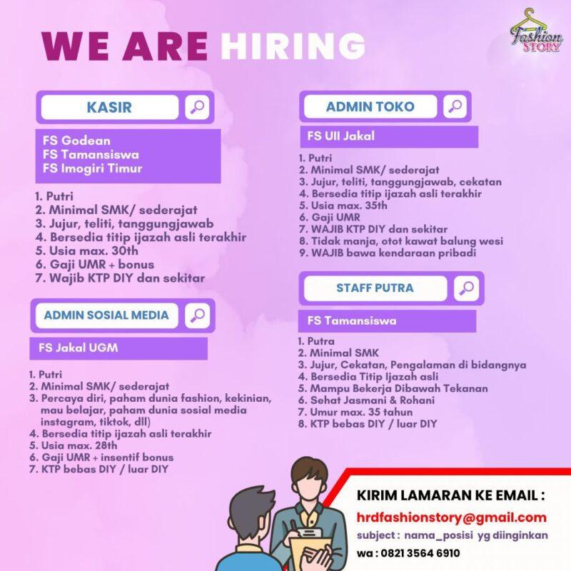 Lowongan Kerja Kasir - Admin Toko - Admin Sosial Media - Staff Putra di Fashion Story ...