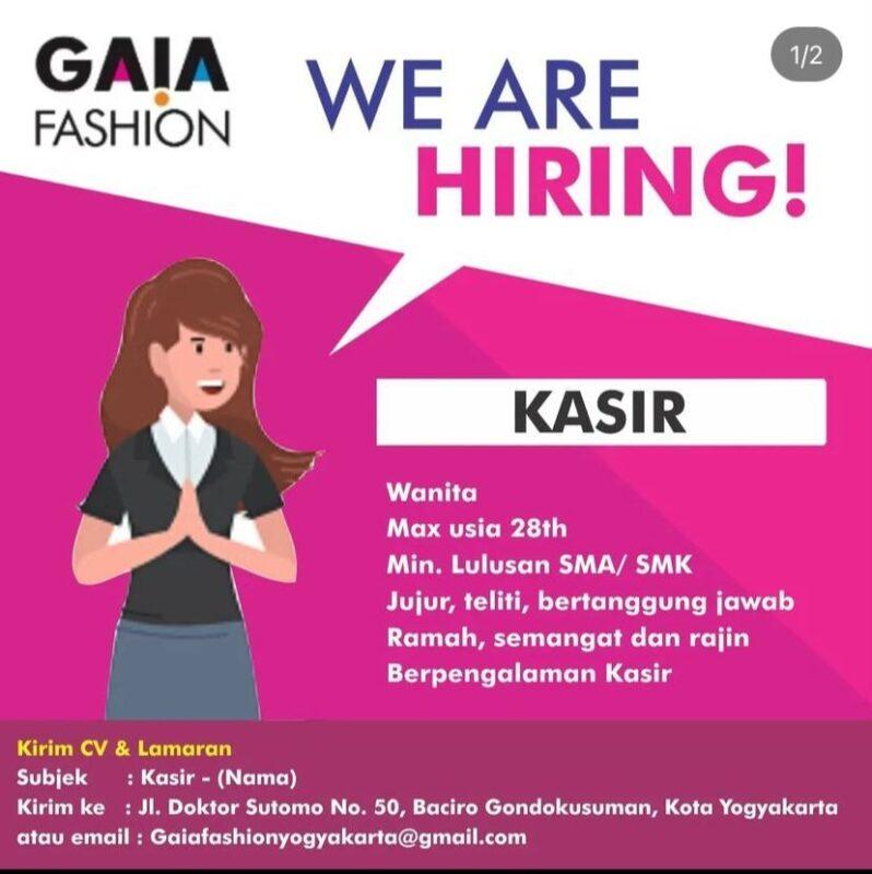 Lowongan Kerja Kasir - Karyawan Pria - Perbantuan Lebaran di Gaia ...