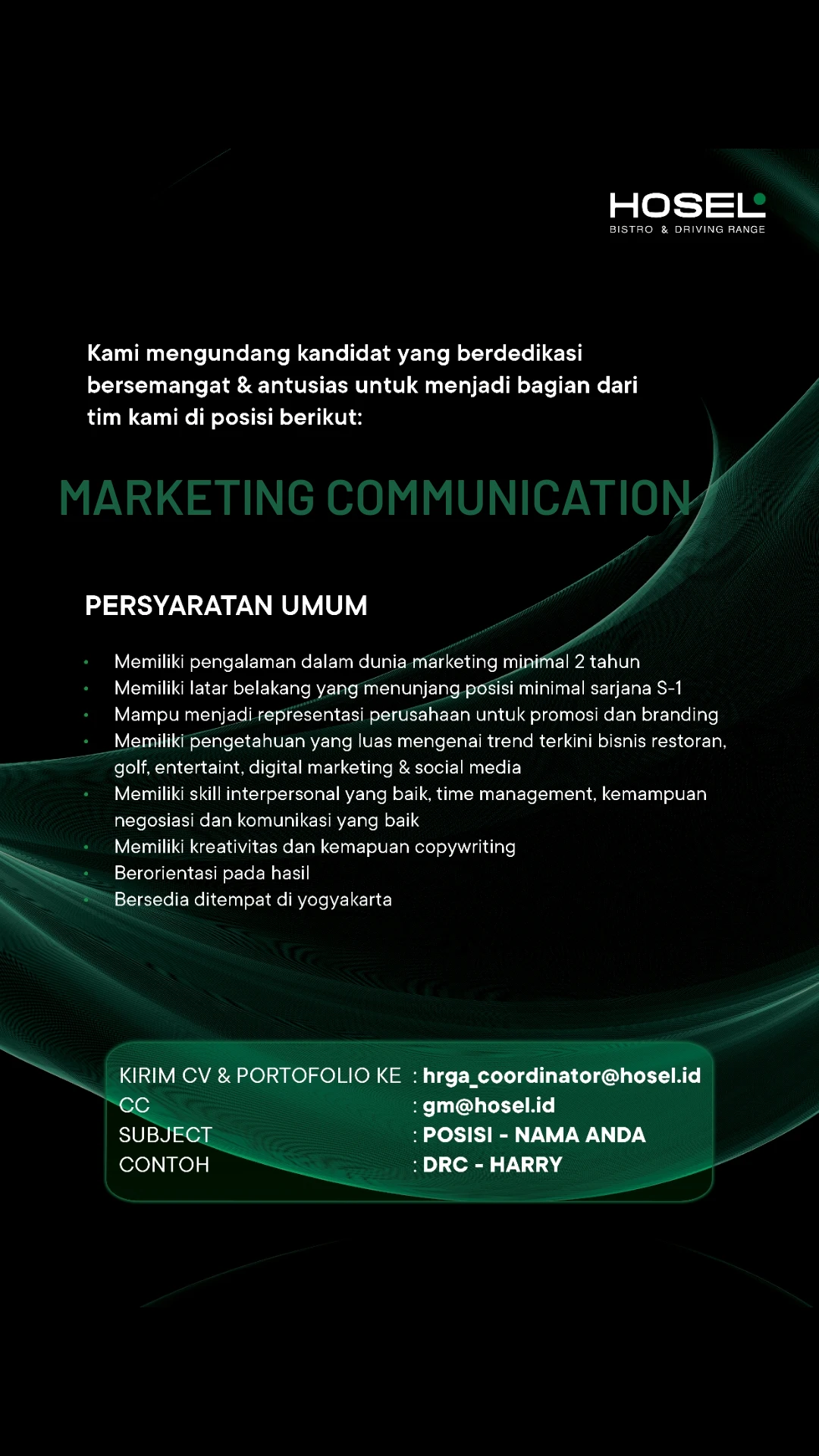 Lowongan Kerja Marketing Communication di Hosel - LokerJogja.ID