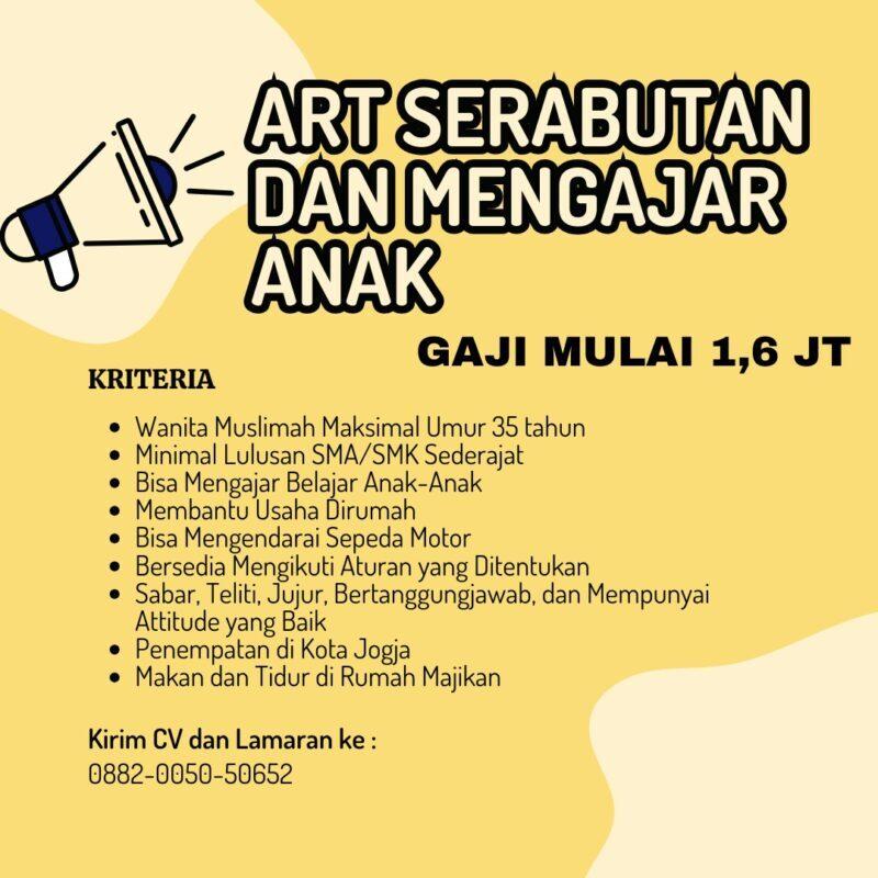 Lowongan Kerja ART Serabutan & Mengajar Anak di Ibu Nike - LokerJogja.ID