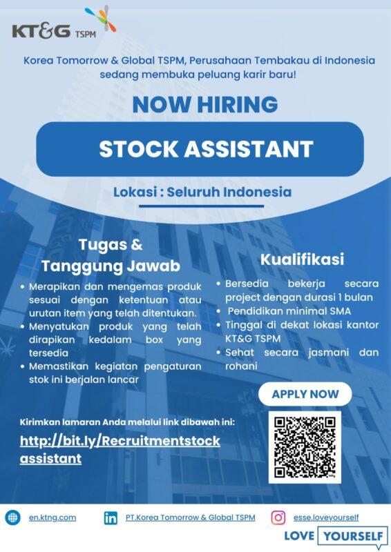 Lowongan Kerja Stock Assistant di KT&G TSPM - LokerJogja.ID