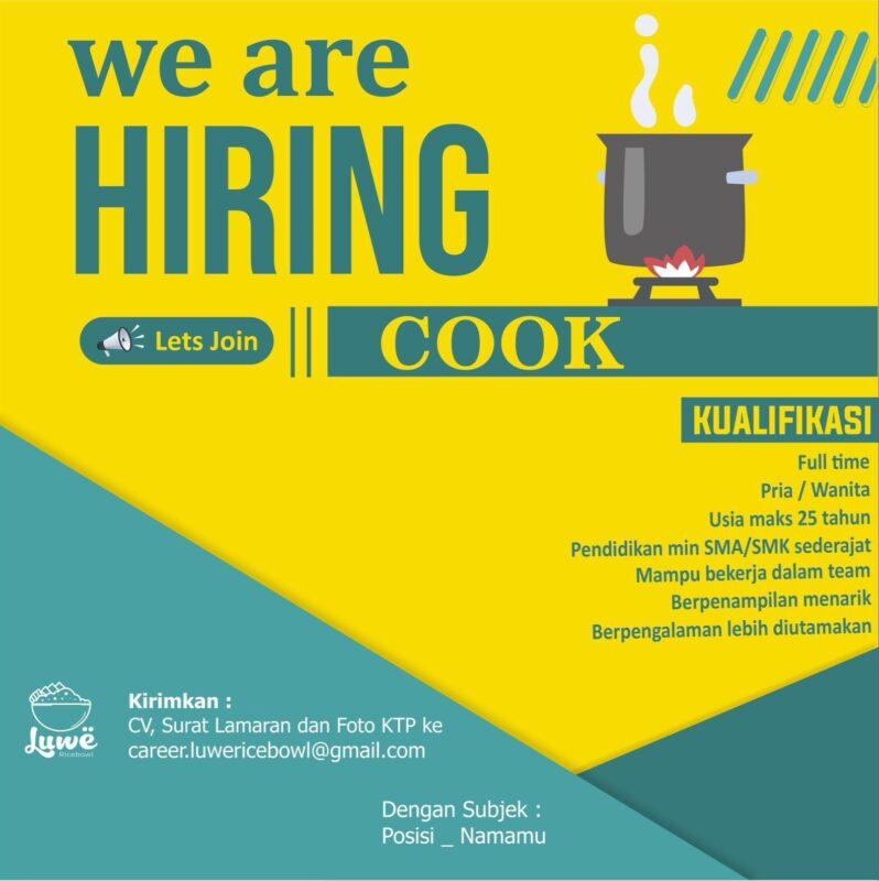 Lowongan Kerja Cook di Luwe Ricebowl - LokerJogja.ID