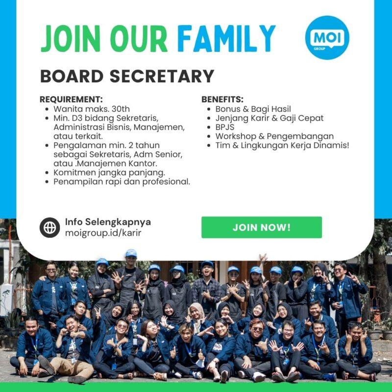 Lowongan Kerja Board Secretary - Marketing Assistant Manager di MOI ...