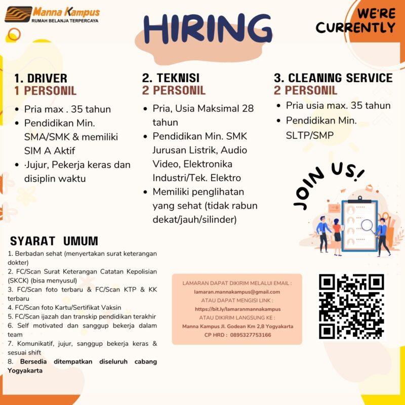 Lowongan Kerja Driver - Teknisi - Cleaning Service - Staff HRD - Manager System & Programmer dan ...