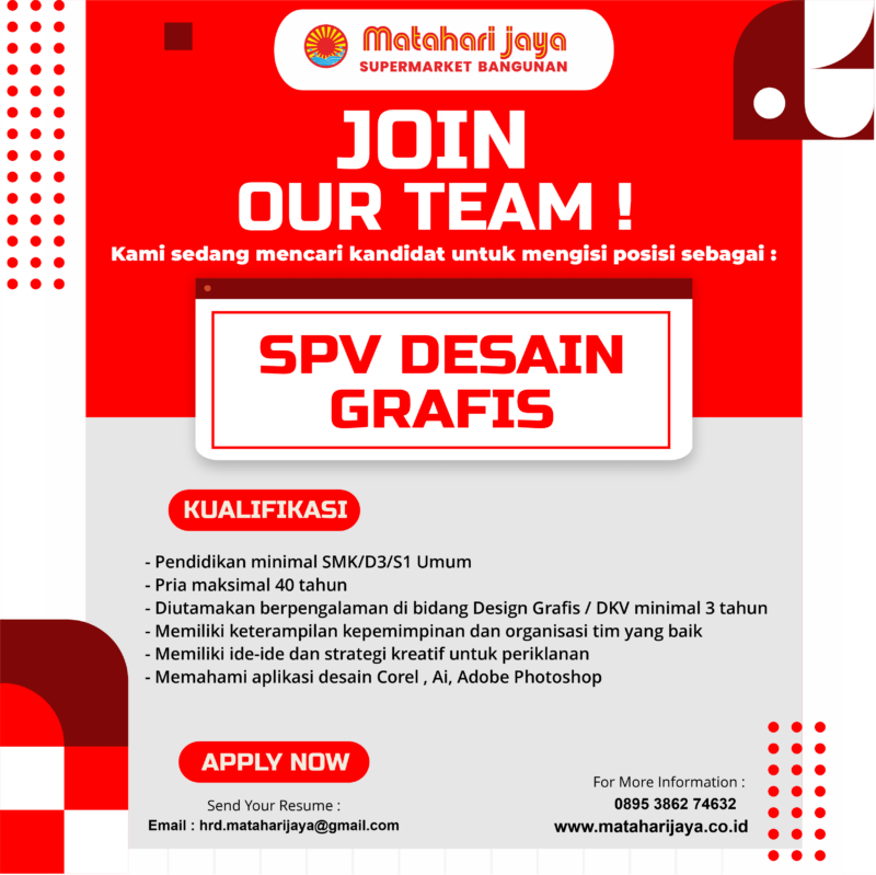 Lowongan Kerja SPV Desain Grafis di Matahari Jaya - LokerJogja.ID