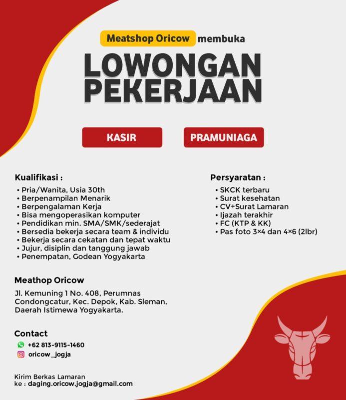 Lowongan Kerja Kasir - Pramuniaga - Produksi di Meatshop Oricow - LokerJogja.ID