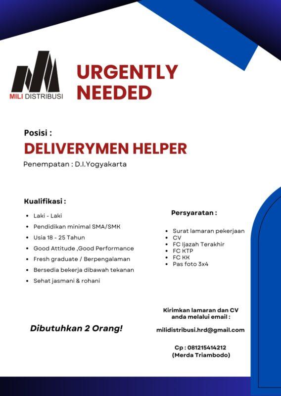 Lowongan Kerja Helper Pengiriman di Mili Distribusi Yogyakarta ...