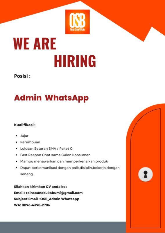 Lowongan Kerja Admin WA di Omar Smart Brain OSB - LokerJogja.ID