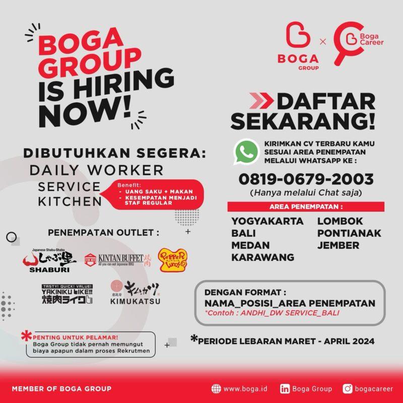 Lowongan Kerja Daily Worker Service Kitchen di PT. Boga Inti ...