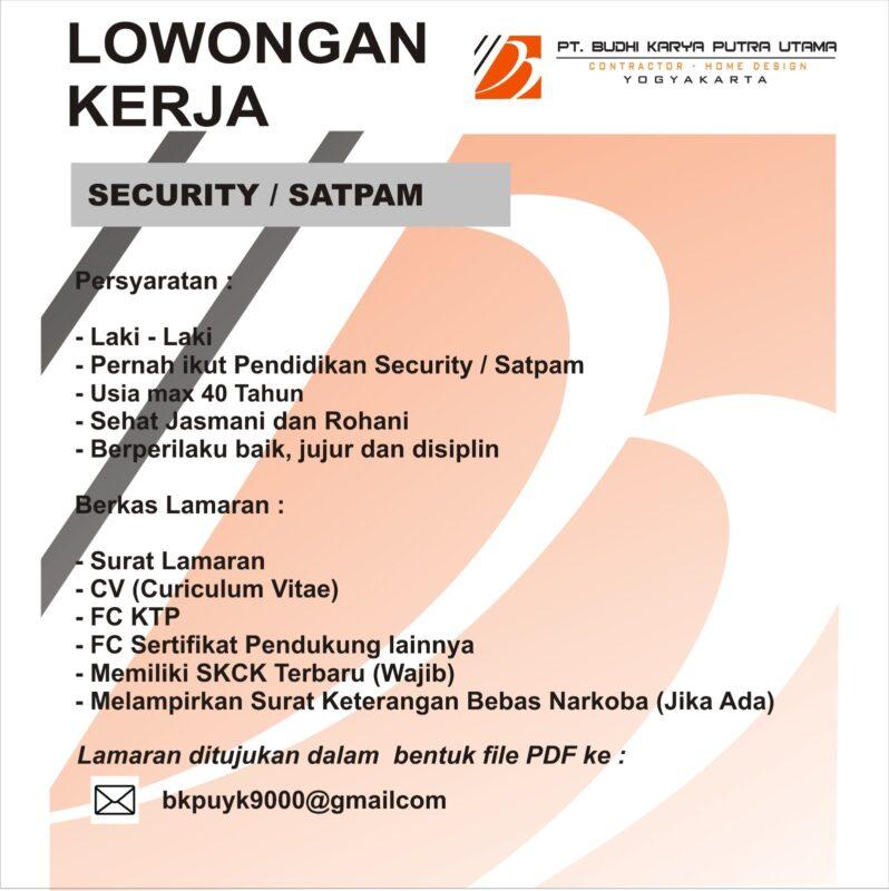 Lowongan Kerja Security / Satpam di PT. Budhi Karya Putra Utama ...
