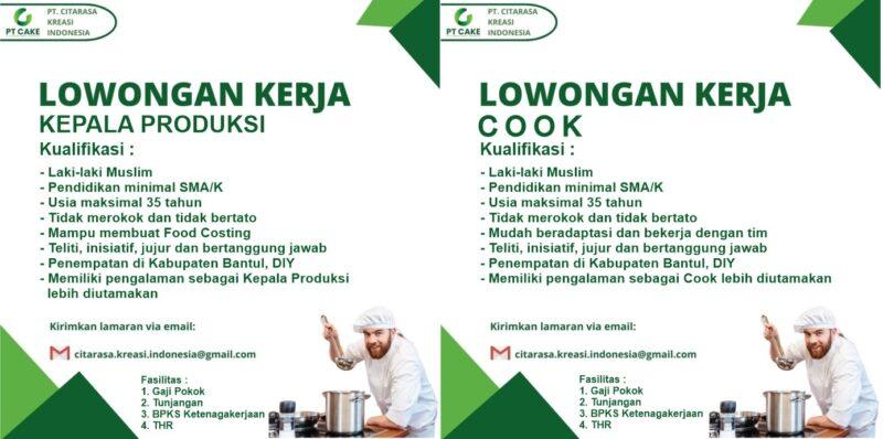 Lowongan Kerja Cook - Kepala Produksi di PT. Citarasa Kreasi Indonesia ...