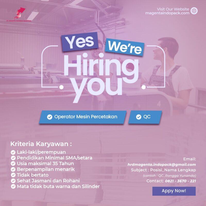 Lowongan Kerja Quality Control (QC) - Operator Mesin Cetak di PT ...