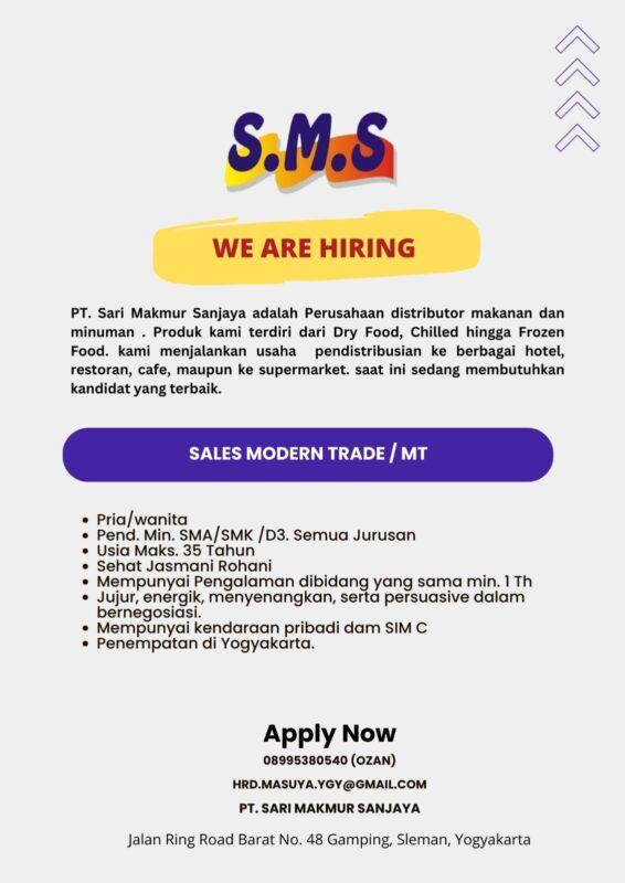 Lowongan Kerja Sales Modern Trade (MT) - Sales Foodservice (HORECA) di PT. Sari Makmur Sanjaya ...