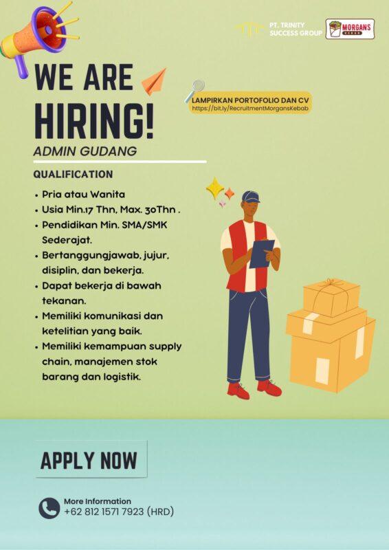 Lowongan Kerja Admin Gudang di PT. Trinity Succes Group (Morgans Kebab) - LokerJogja.ID