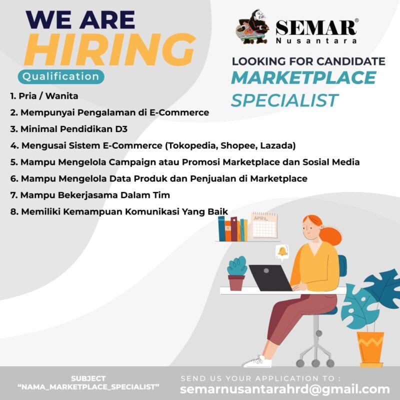 Lowongan Kerja Marketplace Specialist di Semar Nusantara - LokerJogja.ID