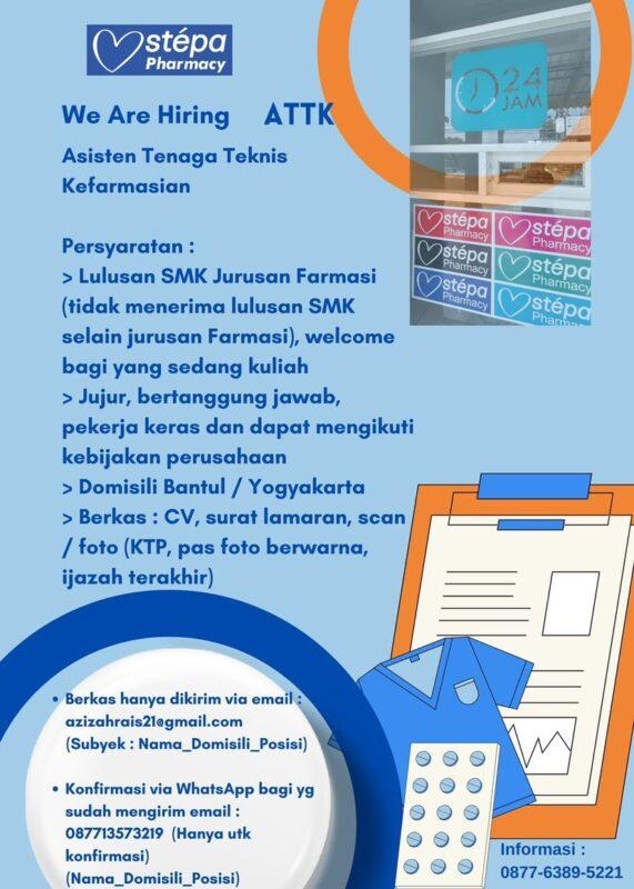 Lowongan Kerja Asisten Tenaga Teknis Kefarmasian di Stepa Pharmacy ...