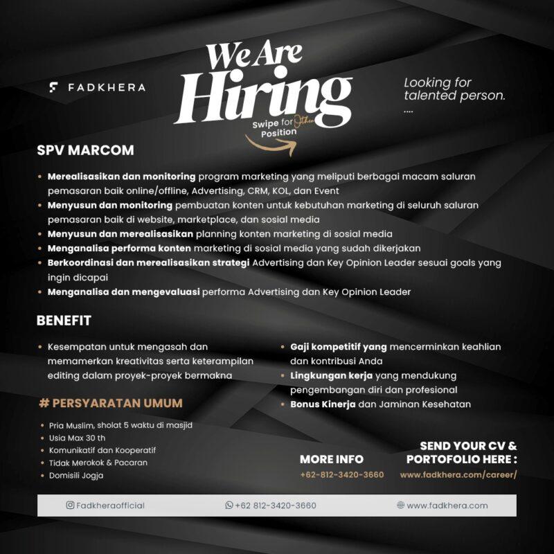 Lowongan Kerja SPV Marcom - Foto & Videografer - Sales Merchandiser ...