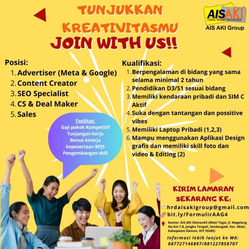 Lowongan Kerja Advertiser - Content Creator - SEO Specialist - CS Deal Maker - Sales - Corportae ...