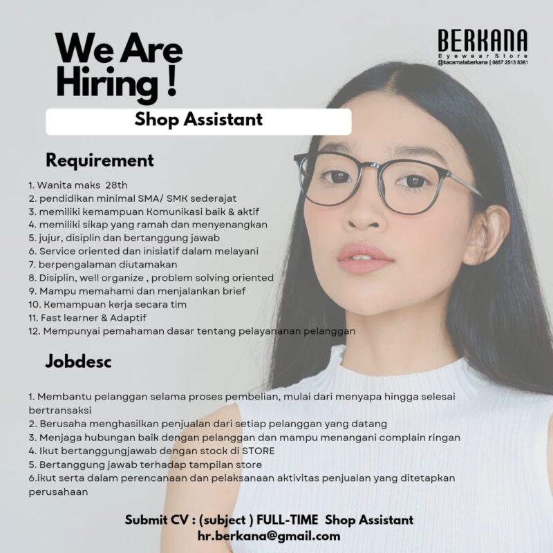 Lowongan Kerja Shop Assistant di Berkana Eyewear Store - LokerJogja.ID