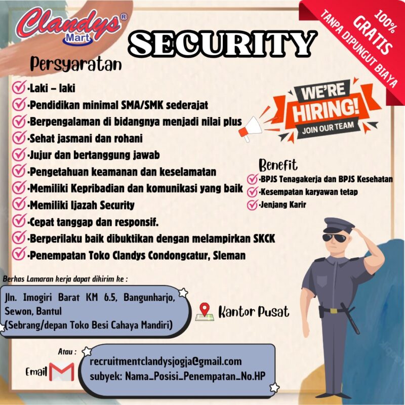 Lowongan Kerja Security di Clandys Mart - LokerJogja.ID
