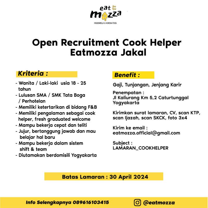 Lowongan Kerja Cook Helper di Eatmozza Jakal - LokerJogja.ID