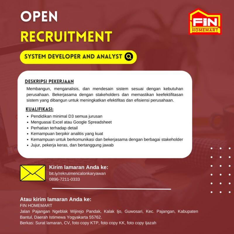 Lowongan Kerja System Developer & Analyst di Fin Homemart - LokerJogja.ID