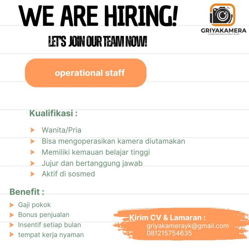 Lowongan Kerja Operasional Staff di Griya Kamera - LokerJogja.ID