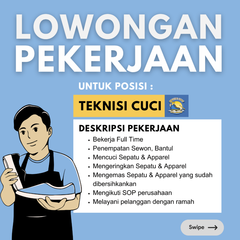 Lowongan Kerja Teknisi Cuci Sepatu & Apparel - Kurir Sepatu & Laundry ...