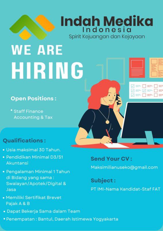 Lowongan Kerja Staff Finance Accounting Tax Di Pt Indah Medika