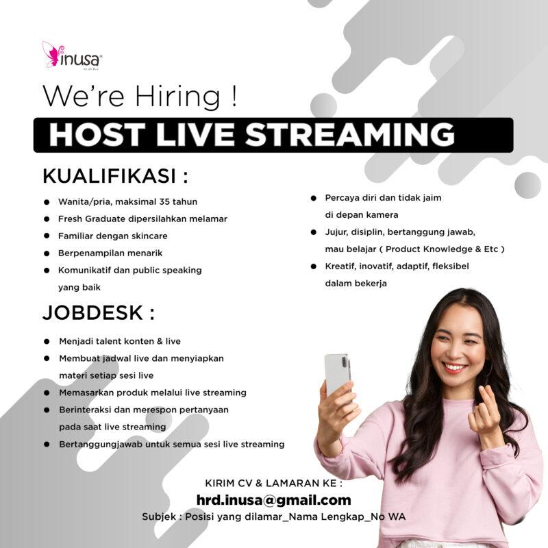 Lowongan Kerja Host Live Streaming di Inusa Skincare - LokerJogja.ID