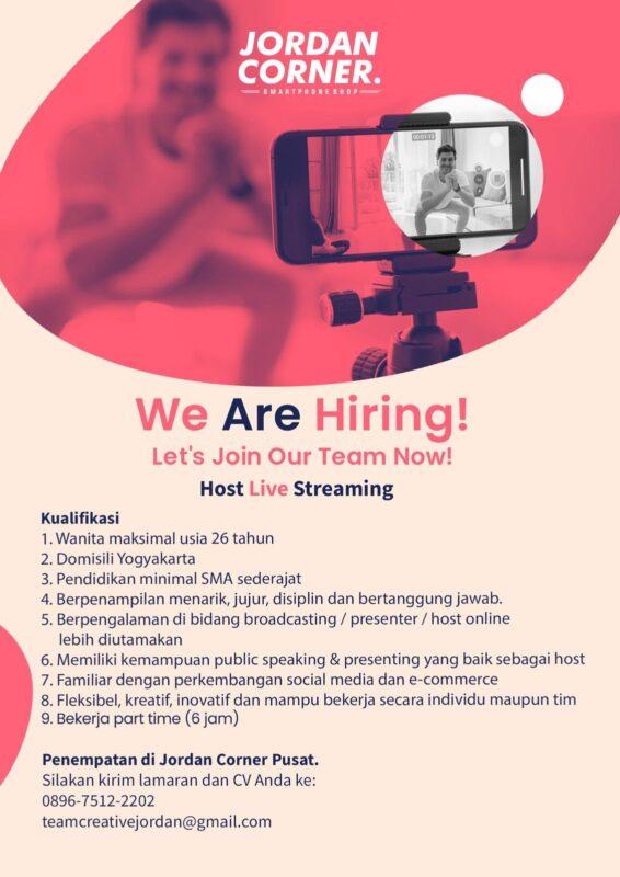 Lowongan Kerja Host Live Streaming di Jordan Corner - LokerJogja.ID