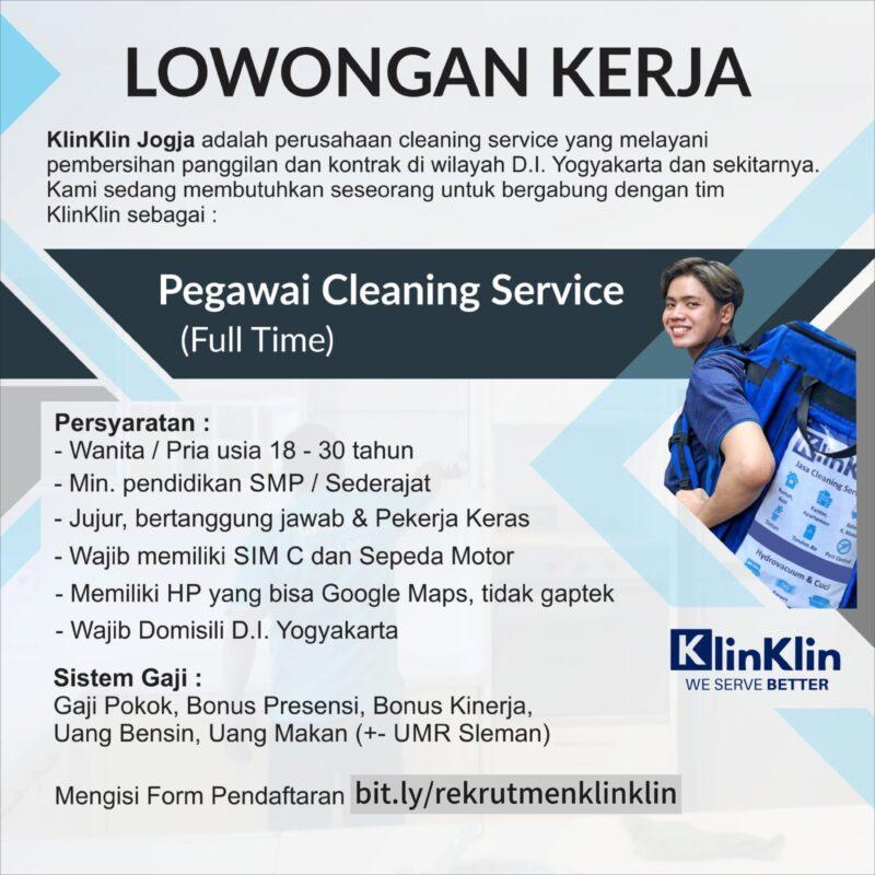 Lowongan Kerja Pegawai Cleaning Service di KlinKlin Jogja - LokerJogja.ID