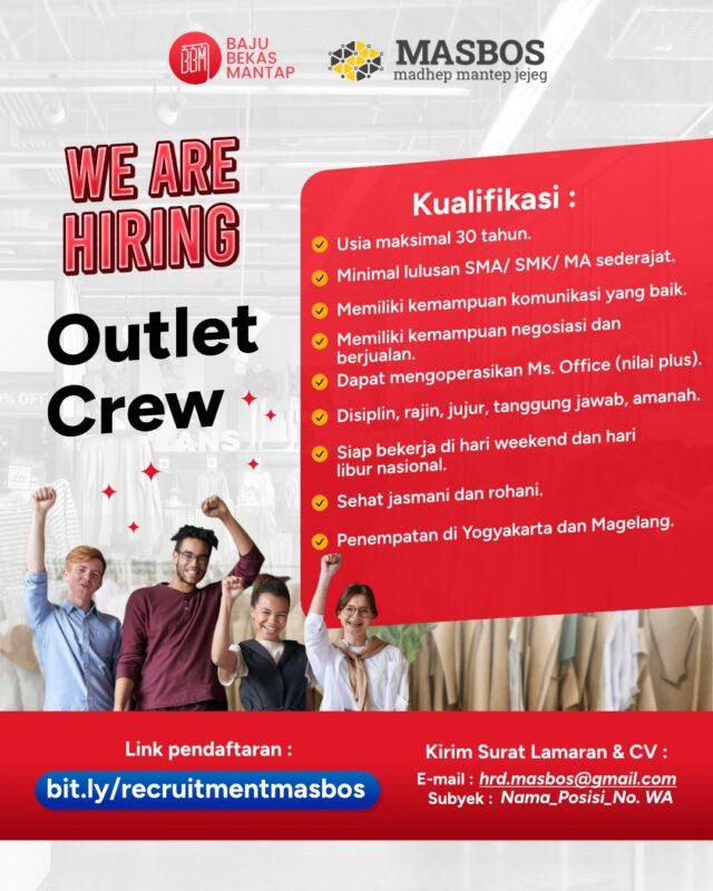 Lowongan Kerja Outlet Crew di Masbos - LokerJogja.ID