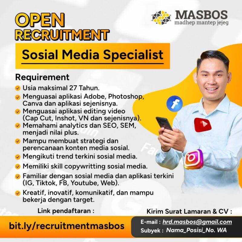 Lowongan Kerja Social Media Specialist di Masbos - LokerJogja.ID