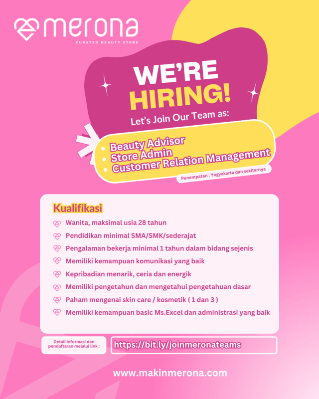 Lowongan Kerja Beauty Advisor - Store Admin - Customer Relation Management di Merona Beauty ...
