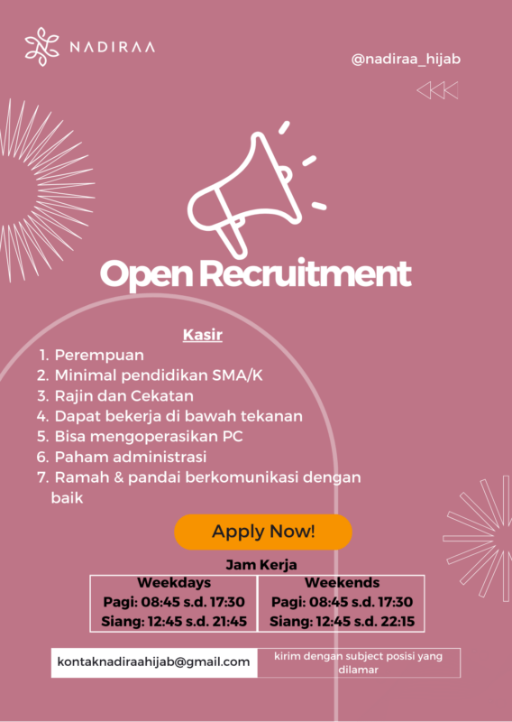 Lowongan Kerja Kasir - Gudang - Shopkeeper di Nadiraa Hijab - LokerJogja.ID