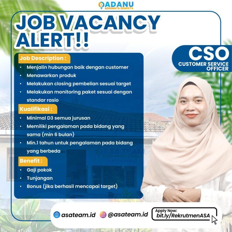 Lowongan Kerja Customer Service Officer di PT. Adanu Adhinata Semesta (ASA) - LokerJogja.ID
