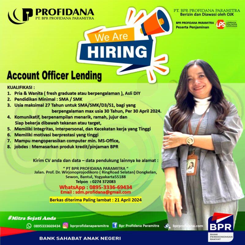Lowongan Kerja Account Officer Lending di PT. BPR Profidana Paramitra - LokerJogja.ID