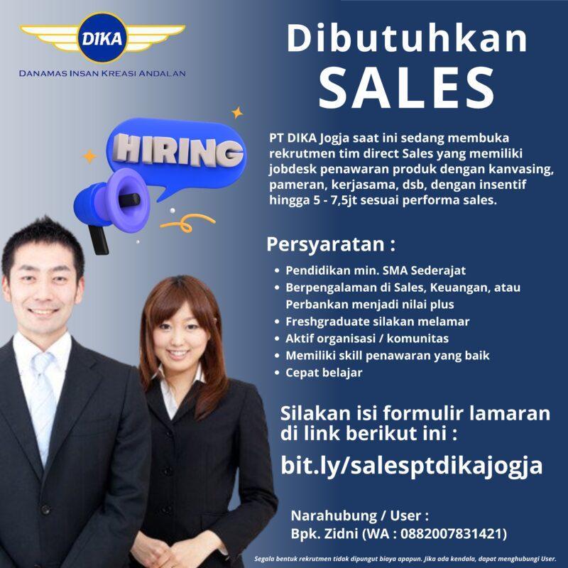 Lowongan Kerja Sales di PT. Danamas Insan Kreasi Andalan (PT DIKA Jogja) - LokerJogja.ID