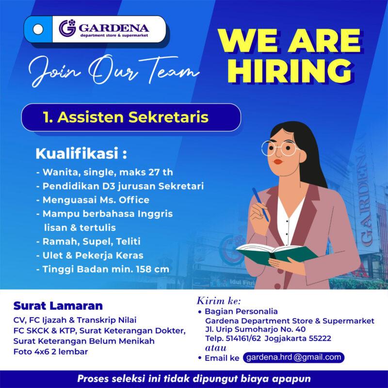 Lowongan Kerja Asisten Sekretaris di PT. Gardena Graha - LokerJogja.ID