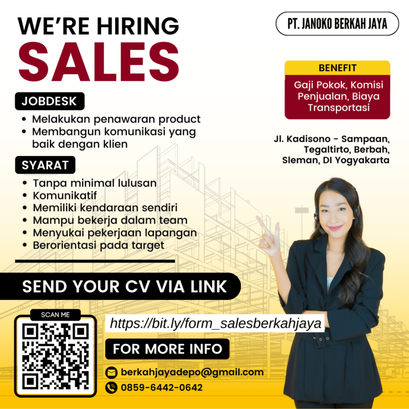 Lowongan Kerja Sales di PT. Janoko Berkah Jaya - LokerJogja.ID