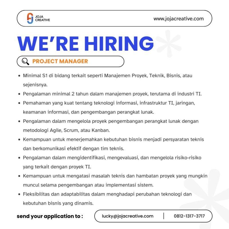 Lowongan Kerja Project Manager IT di PT. Joja Kolaborasi Kreasi ...