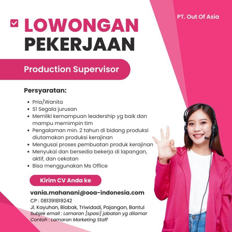 Lowongan Kerja Production Supervisor - Marketing Staff - Staff Production Control - Production ...